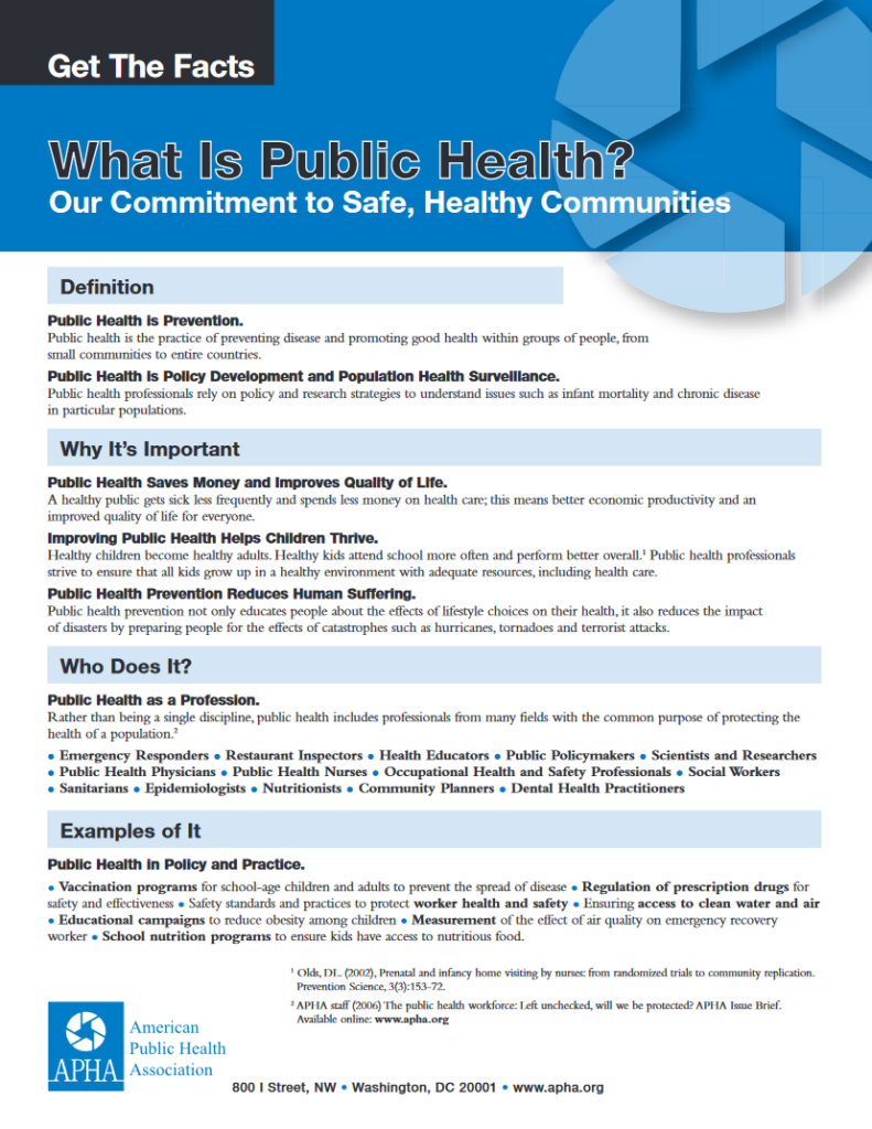 “What is Public Health?” from American Public Health Association - Yakima